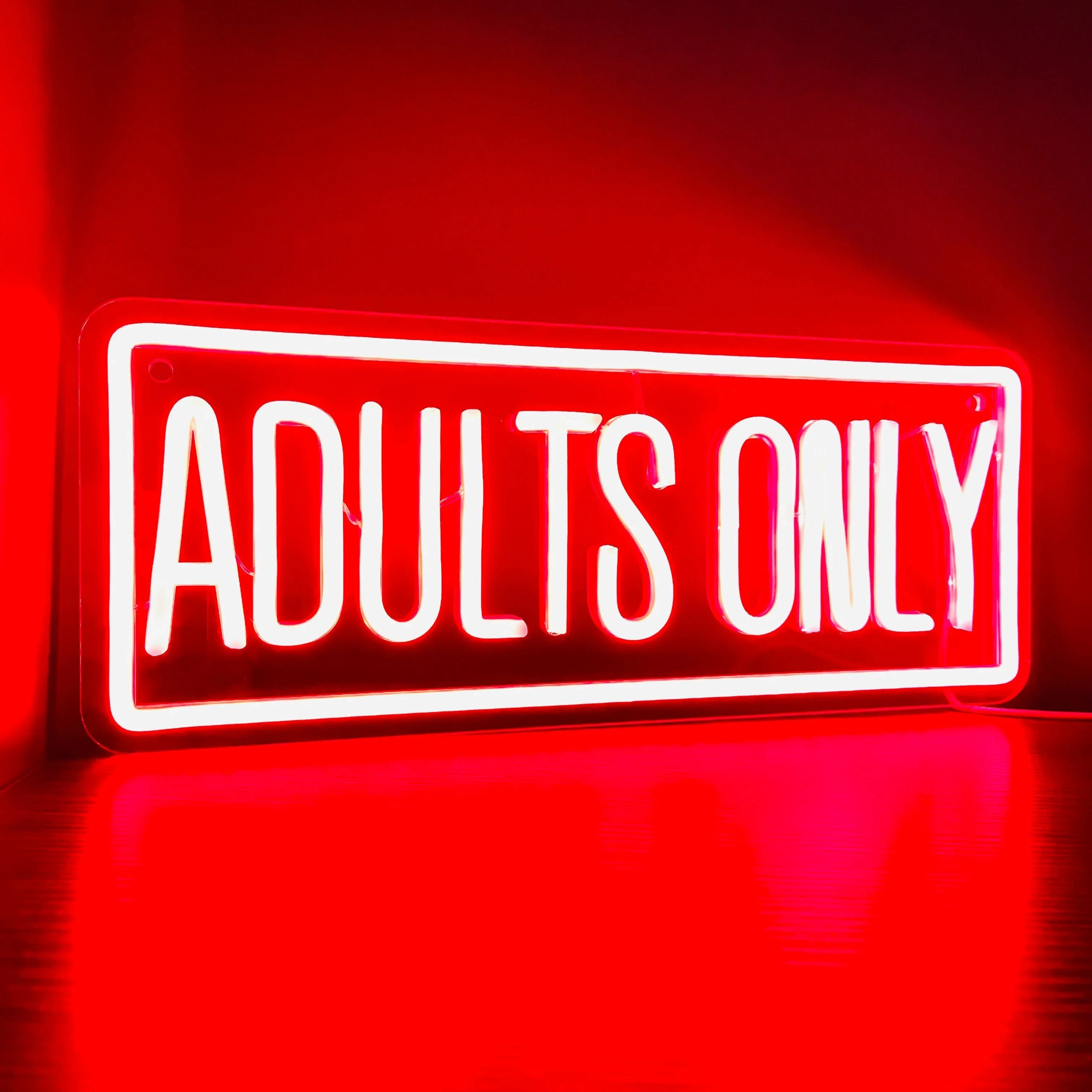 Adults Only Red Neon Sign – USB Wall Light Decor | Wattsgood