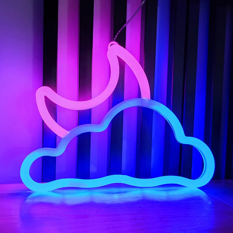 Moon and Cloud LED Neon Light - USB-Powered calming light | Wattsgood